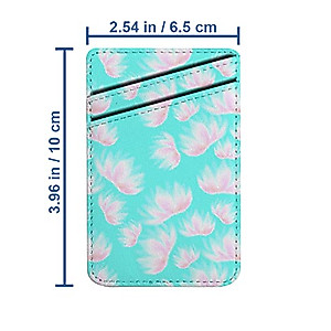 Diascia Pack of 2 - Cellphone Stick on Leather Cardholder ( Pink Watercolor Flowers On Pattern Pattern ) ID Credit Card Pouch Wallet Pocket Sleeve