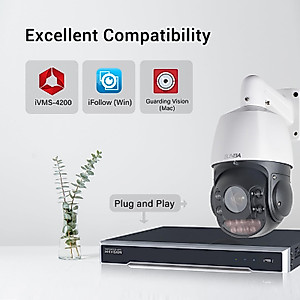 SUNBA Auto Tracking PTZ Camera IP PoE+ Outdoor, RTMP YouTube Broadcasting, Starlight 1080p 25x Optical Zoom, Live Streaming Dome, Night Vision up to 1000ft (Illuminati) Compatible for Hikvision