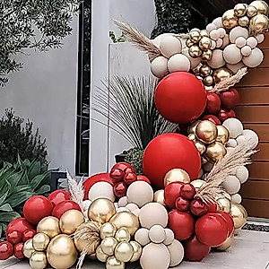 RUBFAC 116pcs Ruby Red Balloons Different Sizes Pack of 36 18 12 10 5 Inch for Garland Arch Dark Red Extra Large Balloons for Birthday Wedding Party Decoration