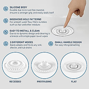 Meadow Lane Goods Hair Collector for Shower Drain - Self-Sealing, White, Multi-Size Fit Hair Catcher (1 Pack)