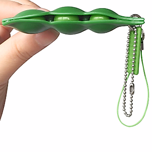 Acerich 6 Pack Edamame Keychain Fidget Toys - Squeeze-a-Bean Puchi Puti Mugen Keyring Pea Keychain Soybean Toys Gift
