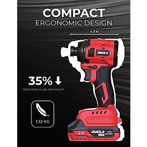 Impact Driver，2500 In-lbs，1/4" Hex Chuck，High Torque 3200 RPM,Impact Drill With A 15C 21V 2.0Ah Li-Ion Battery,Fast Charger，Brushless Motor，Suitable for Domestic And Construction Site Work