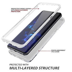 SURITCH for Samsung Galaxy S9 Plus Marble Case, [Built-in Screen Protector] Full-Body Protection Shockproof Rugged Bumper Protective Cover for Galaxy S9 Plus 6.2 Inch (Gold Marble)