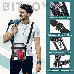 Bitjoy Clear Bag Stadium Approved Purse Transparent Plastic Crossbody Concert Bags for Women Men - See Through PVC Purse for Sports Events Amusement Park