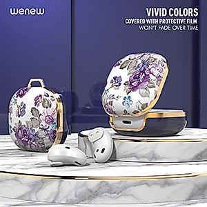 wenew case for Galaxy Buds 2 Pro/Galaxy Buds Pro/Galaxy Buds 2 / Galaxy Buds Live, Cute Pattern Hard Shell with Clip for Women Men Girls Kids (Purple)