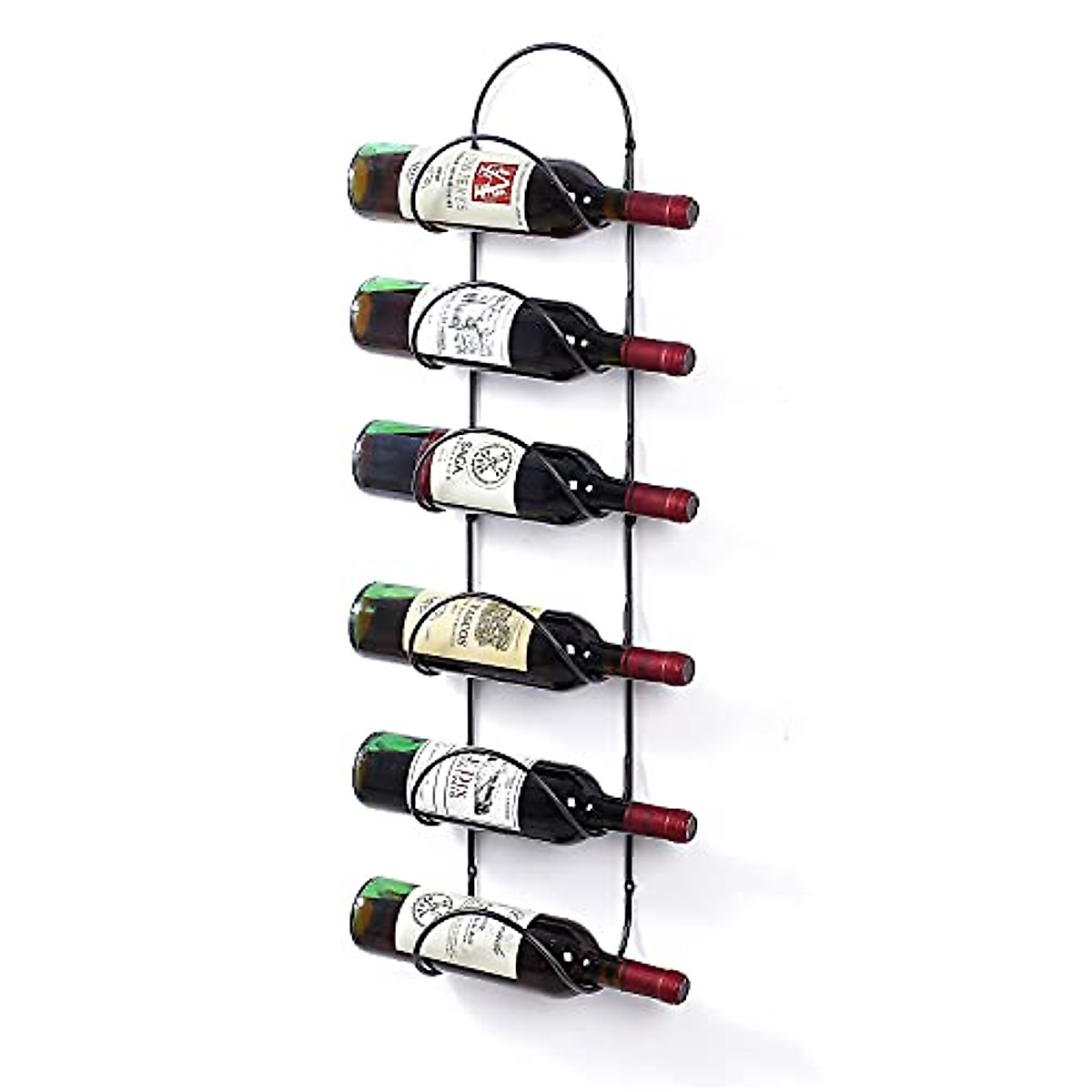 Autree Metal Wire Towel Rack Wall Mount Storage,Towel Rack Holder with 6 Compartments,Metal Wine Racks Wall Mount,Shelves for Bathroom Towels Black