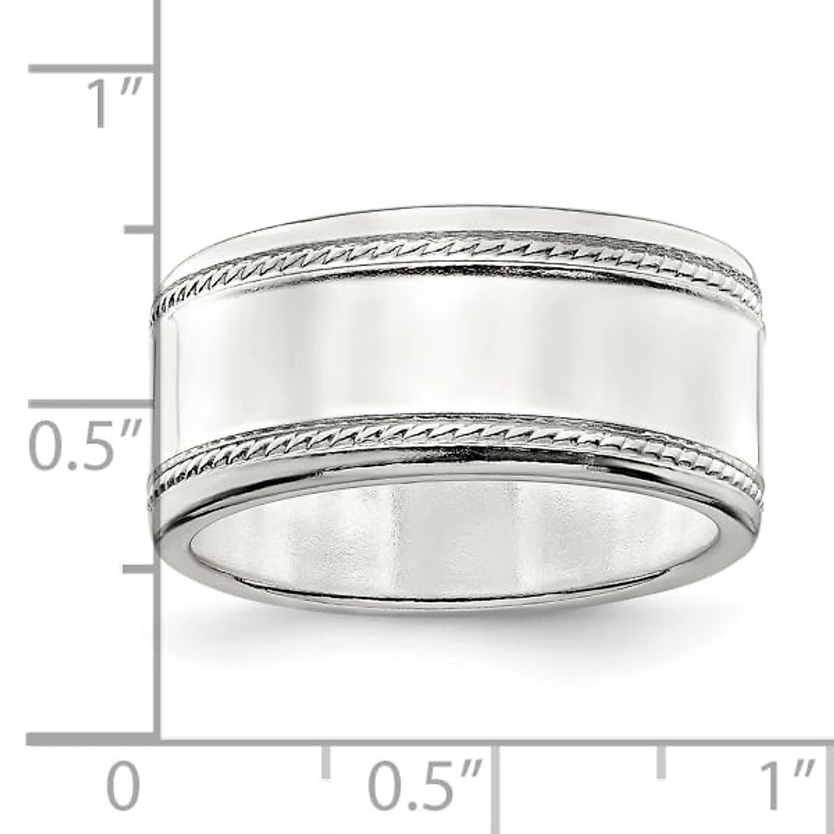 IceCarats 925 Sterling Silver 9.5mm Rope Edge Plain Classic Wedding Band Ring Size 9