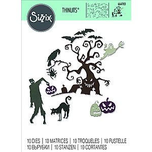 Sizzix Thinlits Die Set 10PK-Creeps, 664703, One Size, Multicolor