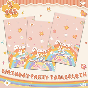 10th Birthday Decorations for Girl Peace Out Single Digits Party Decor 3Pcs 10th Birthday Tablecloths Disposable Plastic Peace Out Single Digits I'm10 Birthday Table Cover for Girl 10th Birthday Party