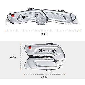 ORIENTOOLS Folding Pocket Utility Knife, Heavy Duty Box Cutter with Belt Clip, Hook Blade and Carpet Blade, Lock-Back Design, and Rust-proof Zinc Alloy Body