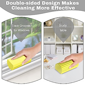 Fikoksol 4pcs Damp Dusting Sponge Yellow, Household Clean Sponges Duster for Cleaning Baseboards Blinds, Vents, Window Trunk, Scrub Magic Sponge Eraser Reusable Wet Sponges Cleaning Supplies Tool