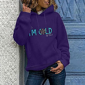 Womens Fall Fashion 2023,Yes I'm Cold Me 24:7 Sudadera para Mujer Divertida Camiseta gráfica Vintage Manga Larga Hip Hop Classic Top,J3*Purple,XX-Large