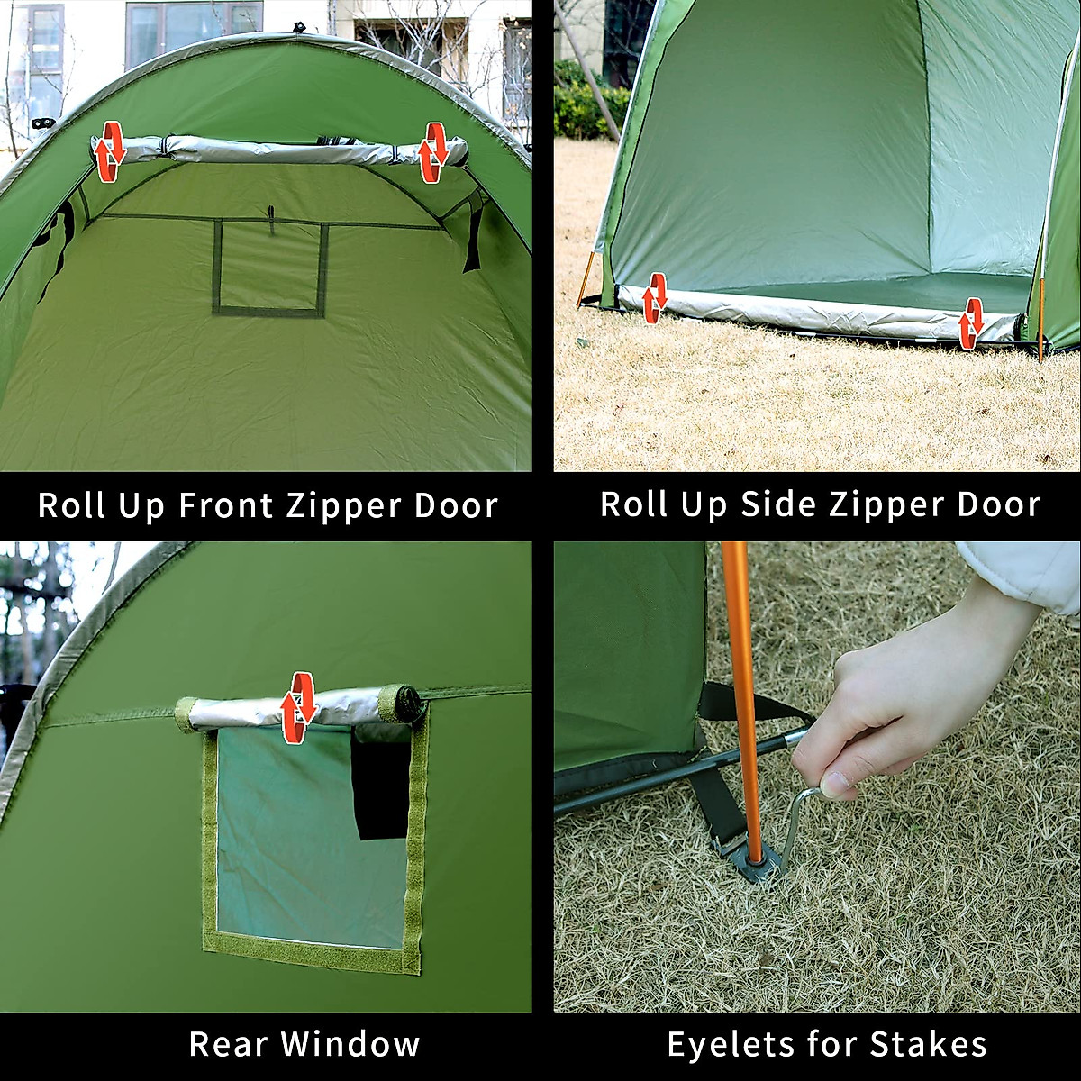 HuaKastro 80"Lx60"W Extra Large Waterproof Bike Cover Storage Tent for 4 Bikes w/ Dual Doors and Premium Aluminum Support Poles, UV-Proof 210D Oxford Fabric Shed, Easy Setup, Portable and Space Saving