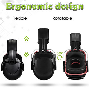 4 Pack NRR 28dB Safety Ear Muffs, Foldable Noise Reduction Safety Ear Protection Adult Noise Cancelling Earmuffs for Shooting (Red)