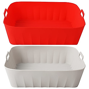 Mirenlife 2Pcs Air Fryer Silicone Liners, Square Silicone Air Fryer Liners, Reusable 8 Inch Silicone Air Fryer Basket, Easy Cleaning Air fryer Silicone Pot for 4 to 7 QT Air Fryer