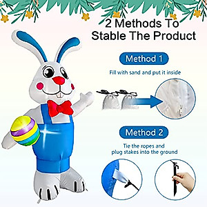 BRDJade 6FT Easter Inflatables Outdoor Decorations, Easter Bunny Holding Egg with LED Lights Easter Blow Up Yard Decorations Indoor Outdoor Holiday Party, Garden, Lawn Decor