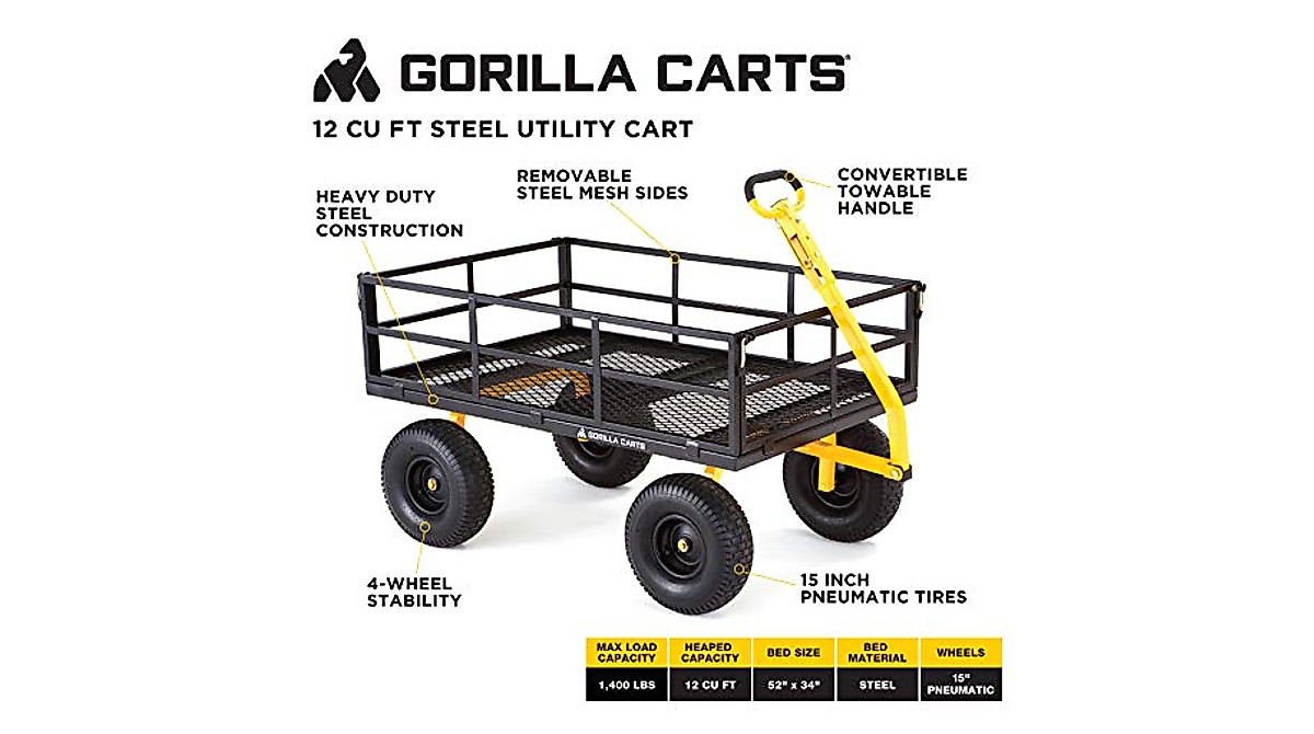 Gorilla Carts 1400 lb Heavy-Duty Utility Cart