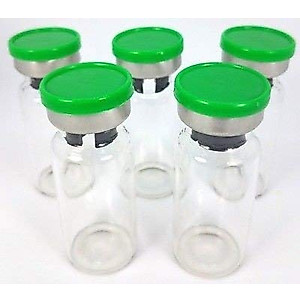 Alpha Lab Supply 10mL Depyrogenated Sterile Clear Borosillicate Glass Serum Vials 5 Pack - Green Flip Tops