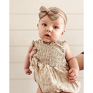 Cherssy Baby Muslin Hair Bows and Headbands, 10pcs Soft Nylon Hairbands for Newborn, Infants, Toddlers