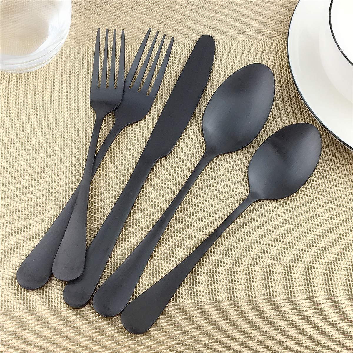 puzhlerMatte black 8-piece 304 Stainless Steel Salad Forks Dessert Forks Set, Dishwasher Safe, 6.7 Inches