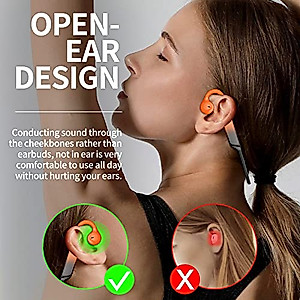 WESADN Bone Conduction Headphones Bluetooth Wireless Open Ear Headphones Build in Microphone Stereo Sport Workout Headset Earphones for Running Cycling Hiking Driving for iPhone Android K9 Orange