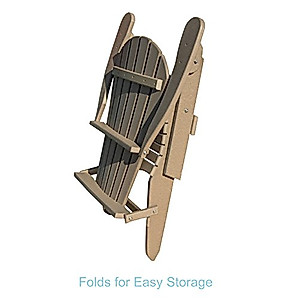 Phat Tommy Adirondack Chair - Poly Outdoor Furniture - Recycled, Composite, All Weather, & Folding - Heavy Duty Plastic Patio Seating, Weatherwood
