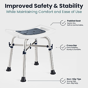 Shower Stool - Shower Chair for Inside Shower (350 lb) - Adjustable Height Shower Stool - Shower Seats for Adults, Bath Stools for Shower, Shower Chair, Shower Stools for Adults Sitting - Dark Blue