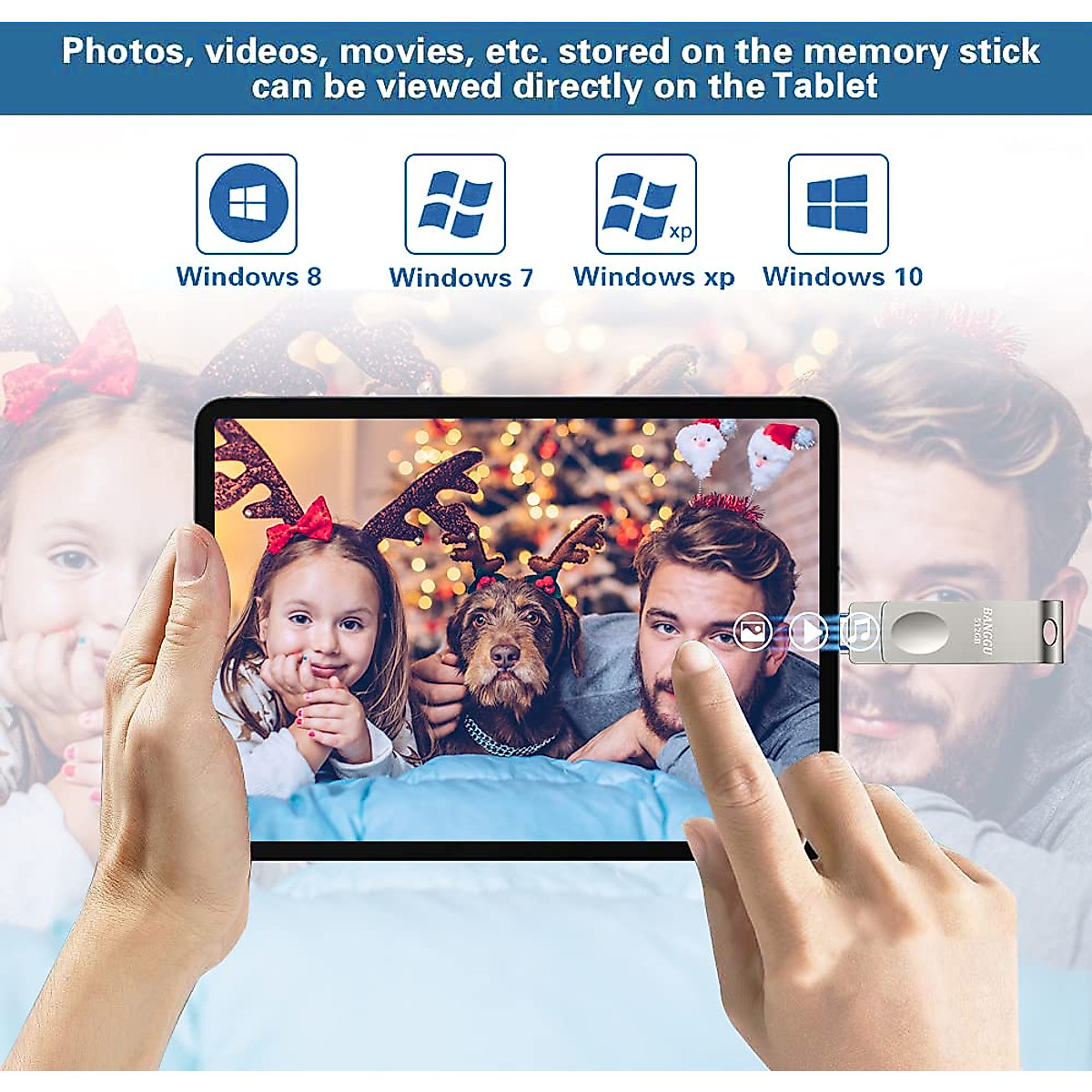 BANGGU Flash Drive 512GB, USB Memory Stick External Storage Thumb Drive Compatible with Phone, Pad, Android, PC and More Devices (Silver)