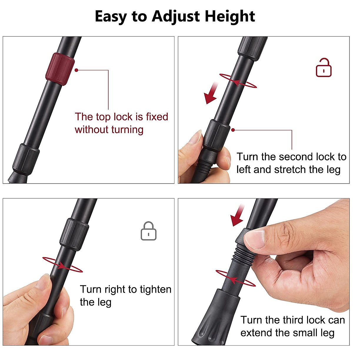 Trakiom Bipod Shooting Sticks for Hunting， Shooting Bipod for Hunting, Adjustable Bipod Shooting Rest, Rifle Bipod with 360° Rubber V Yoke Rest, Twist Lock, Lightweight Aluminum Frame and Spike Feet