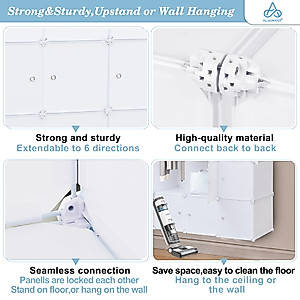 ALLGONICER DIY Assemble Wardrobe Closets, Clothes Dresser Storage Organizer,14"x18" Depth Cubes, Floor-Standing or Wall-Hanging, Sturdy and Weight Bearing with Patented Buckles. (2x4Cubes, White)