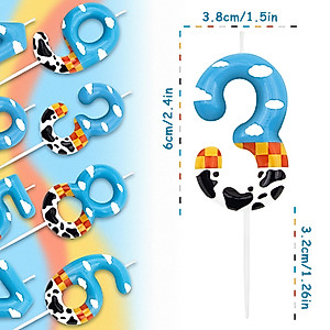 Toy Inspire Game Story 3rd Birthday Number Candles, Number 3 Candle Cake Toppers for Cartoon Story Themed Parties, 3rd Birthday Cake Candles for Boys and Girls, Kids Party Supplies