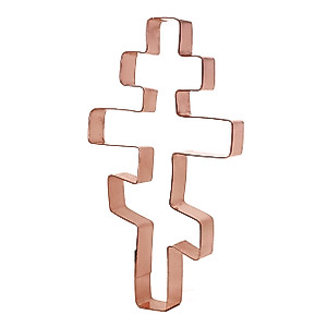 Eastern Orthodox Cross Cookie Cutter 5.5 X 3 inches - Handcrafted Copper Cookie Cutter by The Fussy Pup