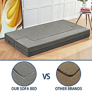 ILPEOD Floor Sofa Bed Futon Couch, Fold Out Couch Bed, Queen Size 8 Inch Memory Foam Folding Sofa Bed Couch, Sleeper Convertible Mattress and Frame for Bedrooms Living Room Gaming Bed, Grey