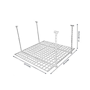 HyLoft 00540 45-Inch by 45-Inch Overhead Storage System, Ceiling Mount Garage Organization Rack, White