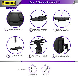 ProMounts Mobile TV Stand for 32" to 72" LCD LED Flat/Curved Panel TVs, ± 20° Swivel TV Cart Holds Up to 88lbs, Portable TV Stand with Max Vesa 600x400mm, TV Rolling Stand for Office/Home (Black)