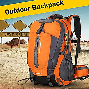 50L Hiking Backpack Camping Backpack Hiking Daypack Waterproof Backpack Day Pack for Men Women Trave Backpack with Rain Cover (orange)