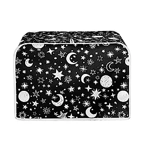 Xhuibop Moon Star 4 Slice Toaster Wide Slots, Washable Kitchen Medium Appliance Covers Stain Resistant Bread Maker Cover for Most Standard Toasters Dust and Fingerprints Protection