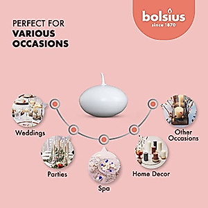 Bolsius Unscented 1.75" Floating Candles – Set of 40 White Floating Candles – Cute and Elegant Burning Candles – Candles with Nice and Smooth Flame – Party Accessories