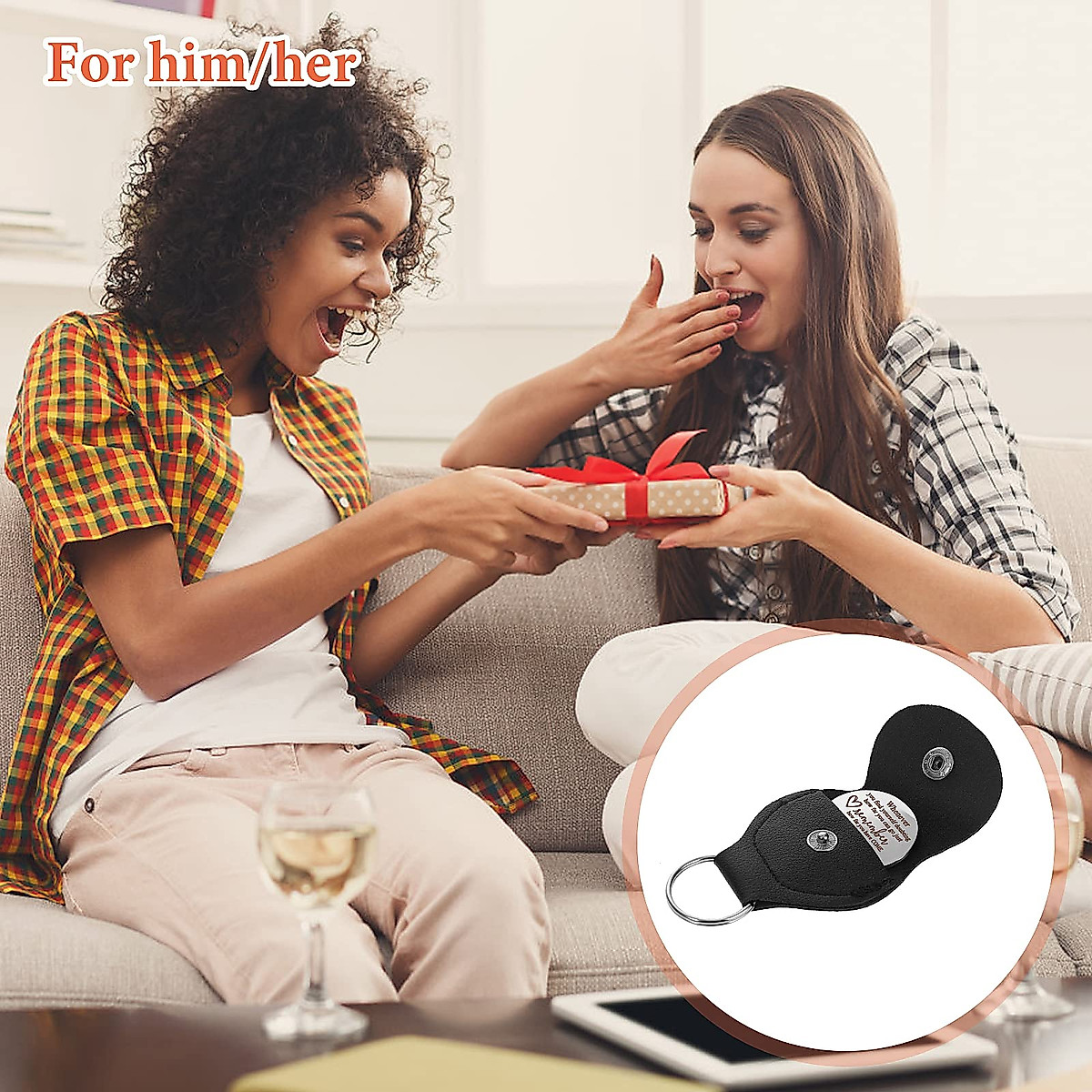 cobee Pocket Hug Token, Encouragement Long Distance Relationship Keepsake Stainless Stell Double Sided Inspirational Pocket Hug Token Gift with Leather Keychains for Family, Friends, Lovers(Style-A)