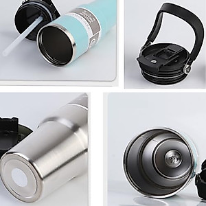 Insulated Straw Mug, 30 oz Anti-Leak Tumbler with 3-Way Lid: Sip, Straw, or Pour - Stainless Steel Travel Coffee Mug Fit Cupholder with Easy-to-carry Handle (Black)