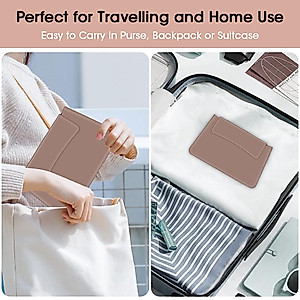 Silicone Makeup Bag Travel, Magnetic Large Toiletry Bag for Women Premium Travel Easy Carry Cosmetic Bags Soft for Makeup, Beauty Tools, Brushes Silicone Makeup Organizer Bag Holder Cute Set-Khaki