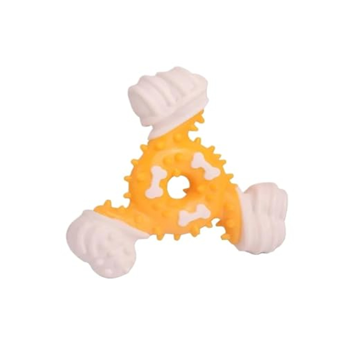 GoldensandsofNorth Pet Teething Toy Bite Glue Triangle Bone Bite Dental Stick Dog Bite Easy Interaction Relief(Yellow)