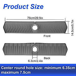 30 in Kitchen Sink Splash Guard, Silicone Faucet Mat, Silicone Faucet Handle Drip Catcher Tray Mat, Faucet Mat Dish Soap Sponge Holder, Foldable Drying Mat for Kitchen Counter Bathroom Kitchen (Grey)