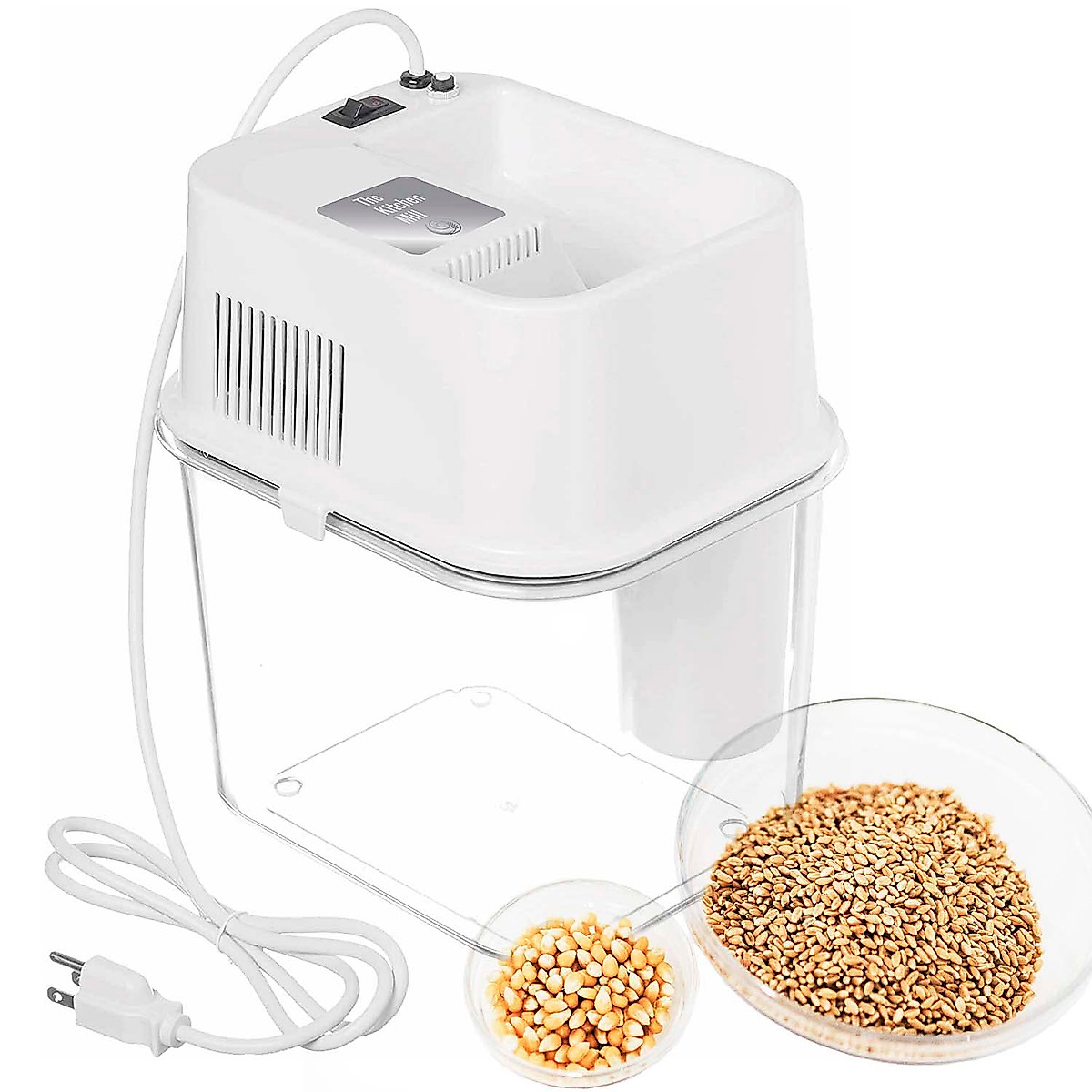 The Kitchen Mill Electric Grain Mill - High Speed Wheat Grinder, Corn Grinder, Grain Grinder, Flour Mill - Assembled in the USA - Stainless Steel Milling Chamber