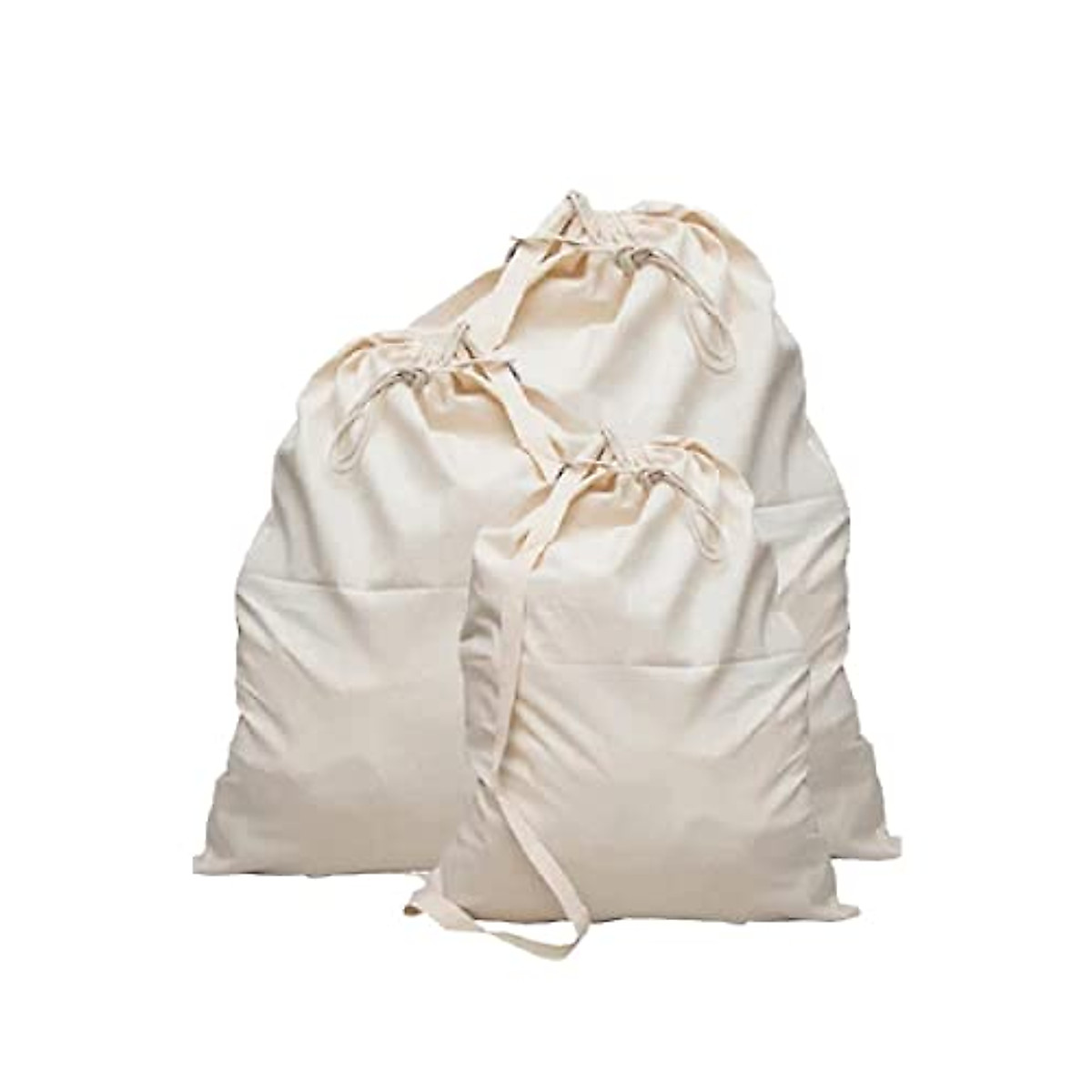 1 Pack Cotton Laundry Bag with Handles Shoulder Strap, Reusable and Sturdy Storage Bag