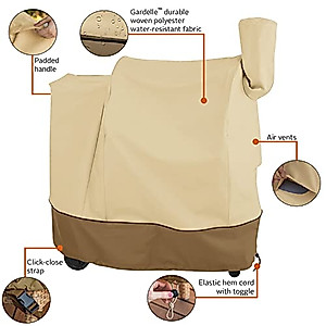 Classic Accessories Veranda Water-Resistant 41 Inch Traeger Pellet BBQ Grill with Exhaust Arm Cover