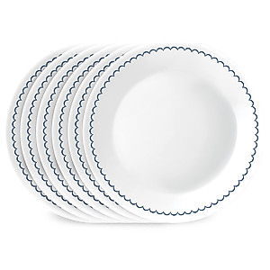 Corelle 18-Piece Dinnerware Set, Service for 6, Lightweight Round Plates and Bowls Set & 6-Piece 8.5" Lunch Round Plates, Vitrelle Triple Layer Glass, Lightweight Round Plates, Caspian