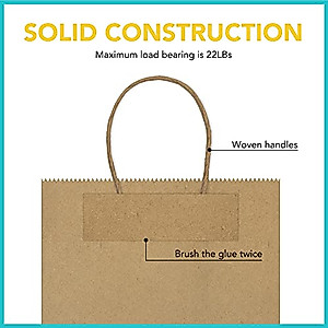GSSUSA Gift Bags Large with Handles16x6x12 Brown 50Pcs, Kraft Paper Bags Bulk Bags for Small Business, Paper Shopping Bags, Grocery Bags, Shopping Bags for Boutique, Merchandise