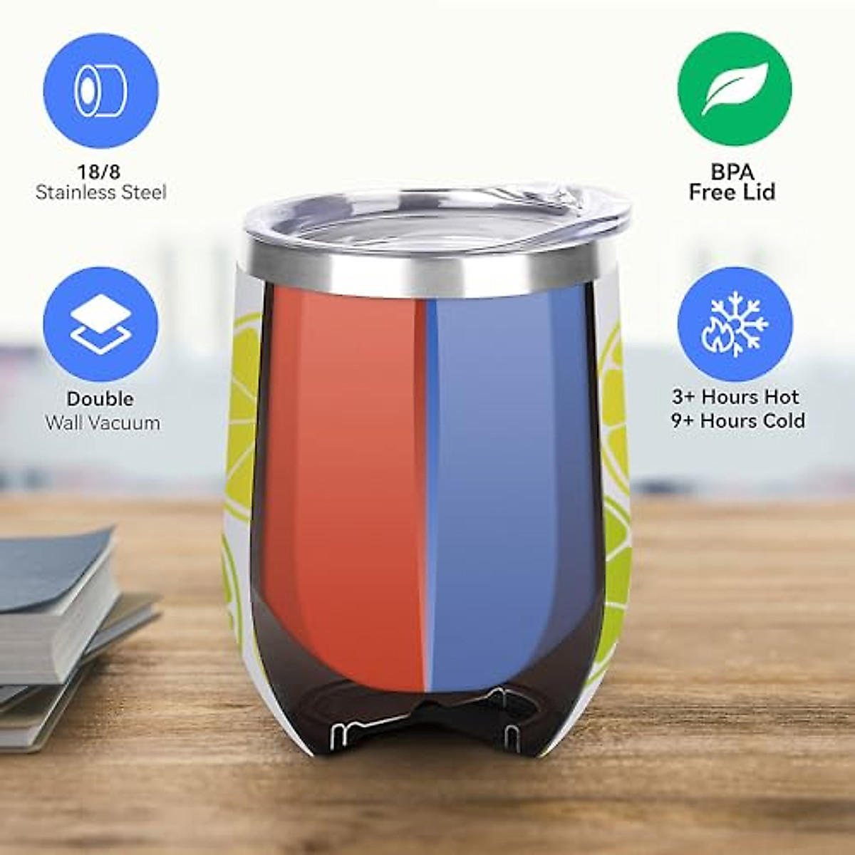 silichee 20 Oz Stainless Steel Wine Tumbler with Lid Pattern Lemons White Background Insulated Tumblers Vacuum Coffee Mugs for Hot and Cold Drinks,Coffee,Wine