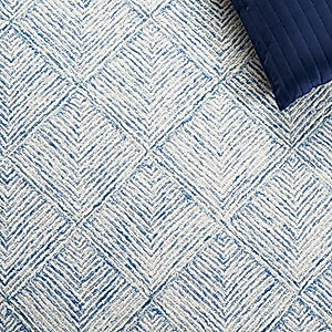 Safavieh Abstract Collection Accent Rug - 3' x 5', Blue & Ivory, Handmade Wool, Ideal for High Traffic Areas in Entryway, Living Room, Bedroom (ABT428M)
